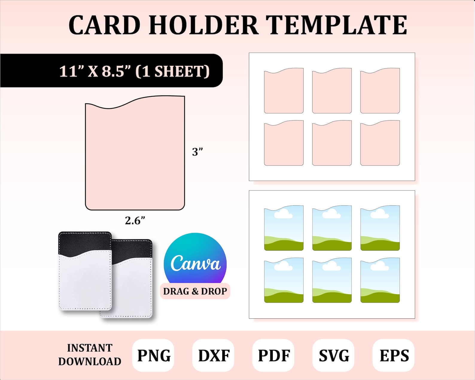 Card Holder Template, Card Holder Sublimation , Leather Card Holder ...