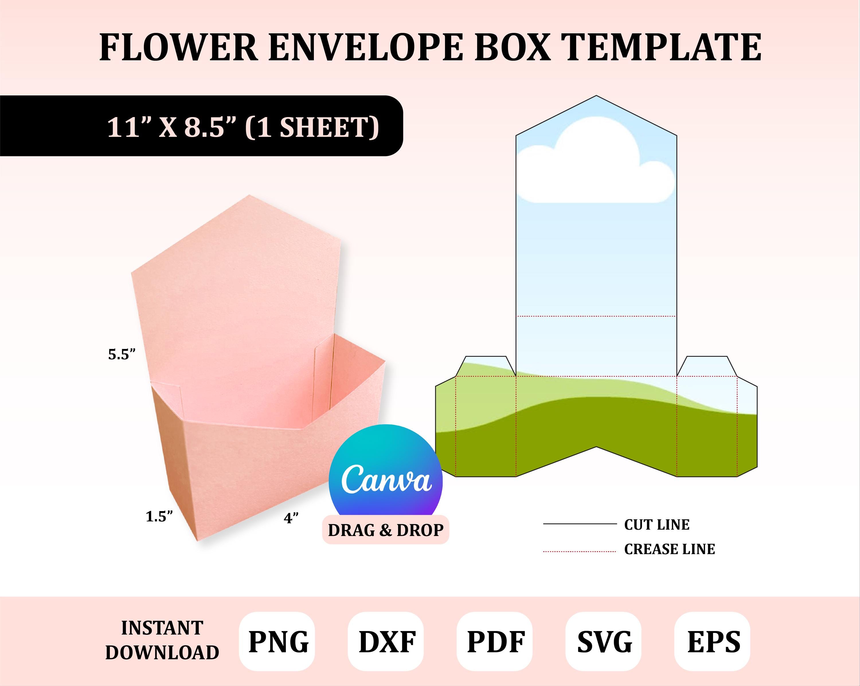 Flower Envelope Box Template, Envelope Box Template, Flower Box Packaging, Envelope Box Canva ...