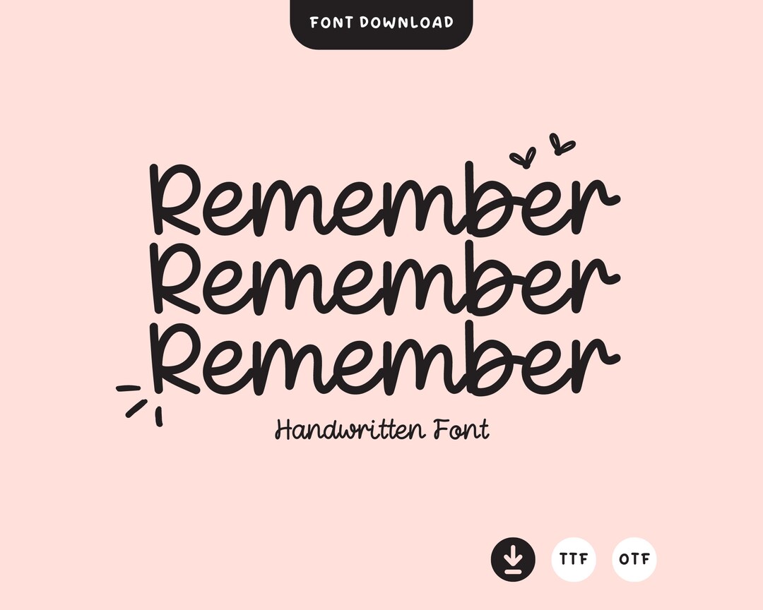Remember Font, Cute Font, Handwritten Font, Handwriting Font, Goodnotes ...