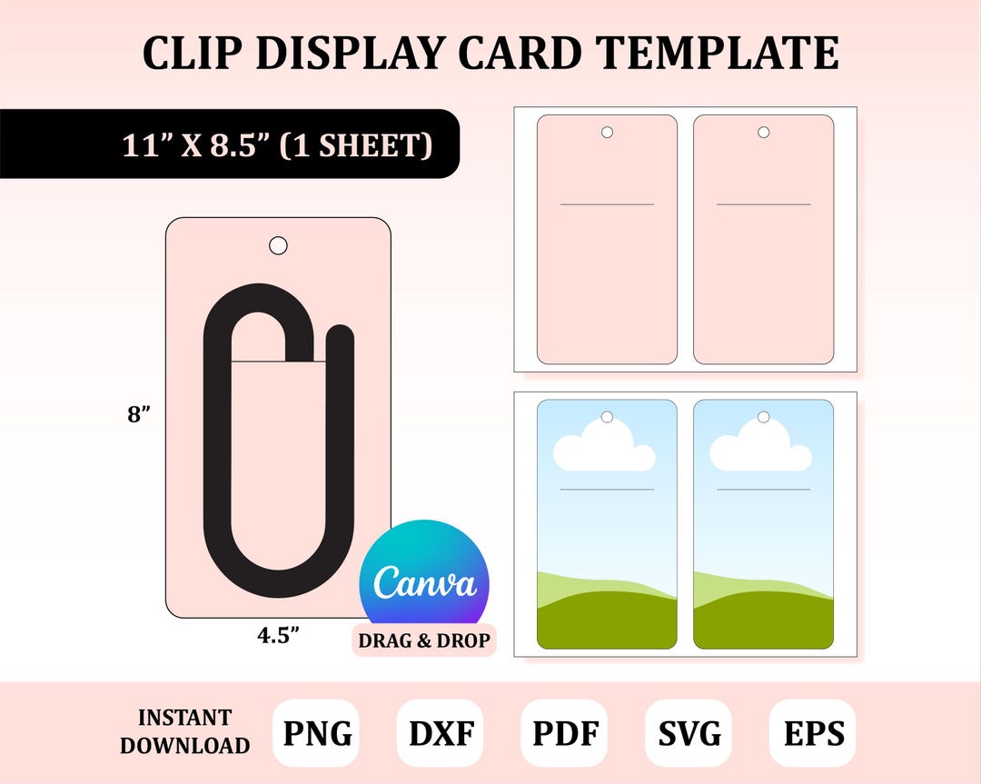 Jumbo Paper Clip Display Card Template, Display Card Template, Jumbo ...