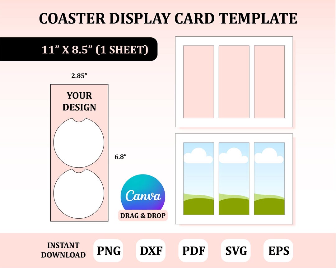 Coaster Display Card Template: Car Coaster Holder (digital Download) - Etsy