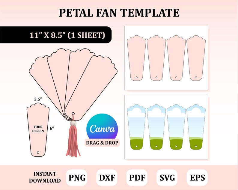 Petal Fan Template, Fan Template, Wedding Fan Template, Church Fan ...