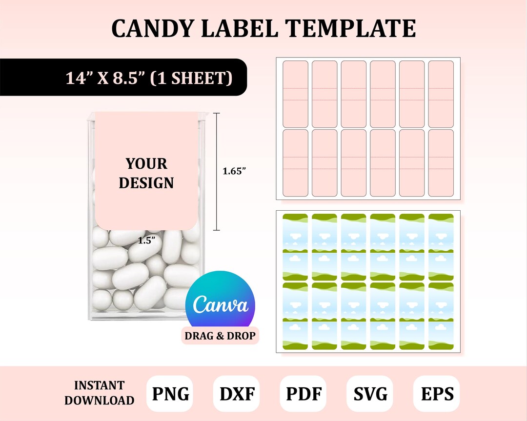Candy Label Template, Mint Candy Label Template, Candy Sticker Template ...