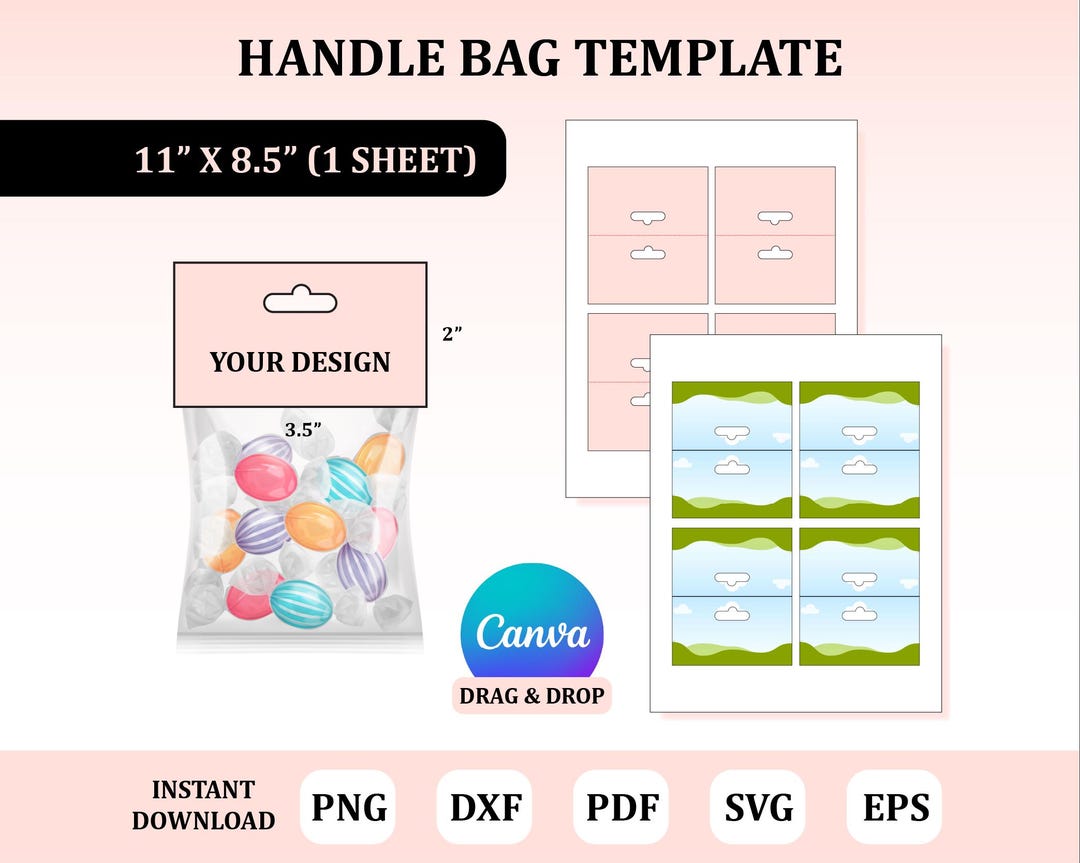 Blank Handle Bag Template: DIY Treat Bag Label (digital Download) - Etsy