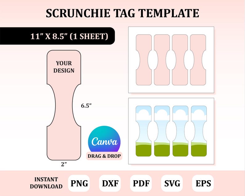 Scrunchie Tag Template, Scrunchie Tag Svg, Scrunchie Label Template ...