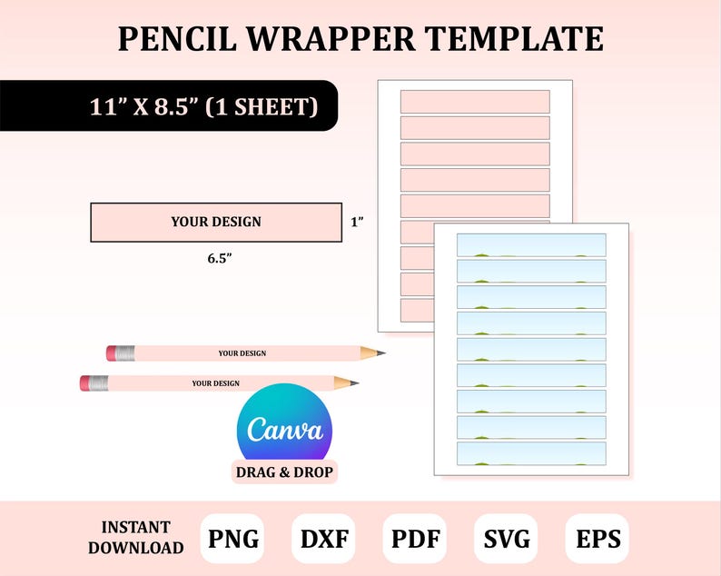 Pencil Wrapper Template, Pencil Sticker Wrapper, Wrapper Pencil ...