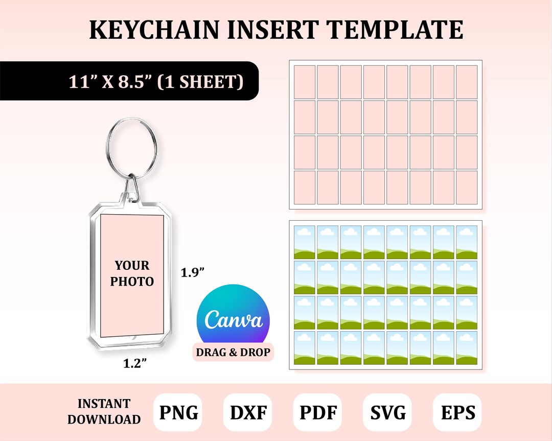 Keychain Insert Template, Keychain Photo Frame Template, Keychain Photo ...