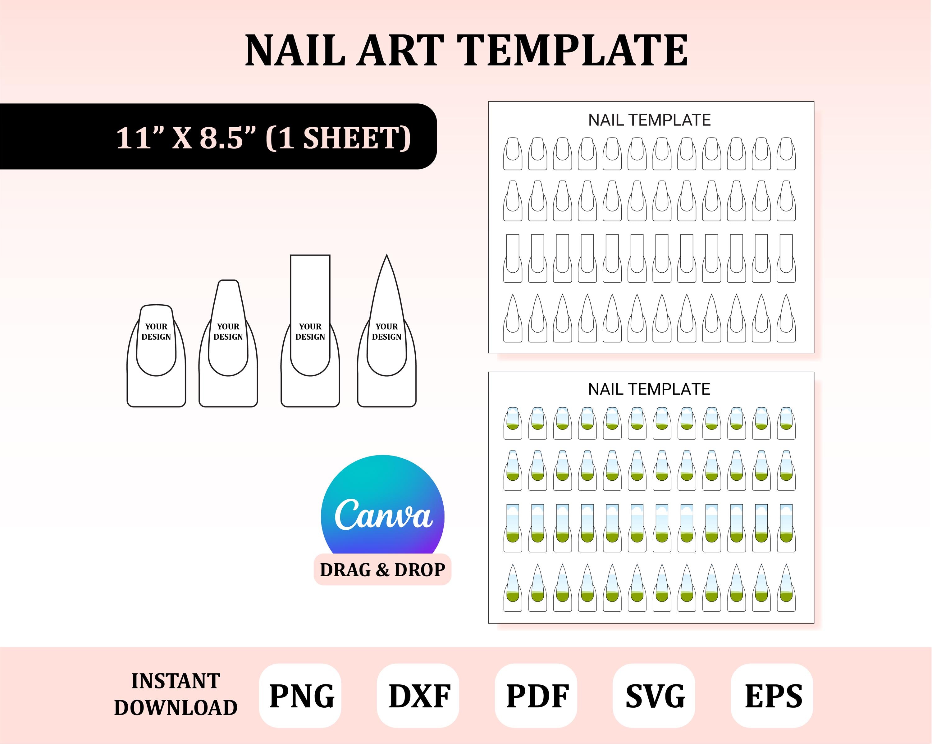 Nail Art Template, Nail Art Decal Template, Nail Blank Template ...