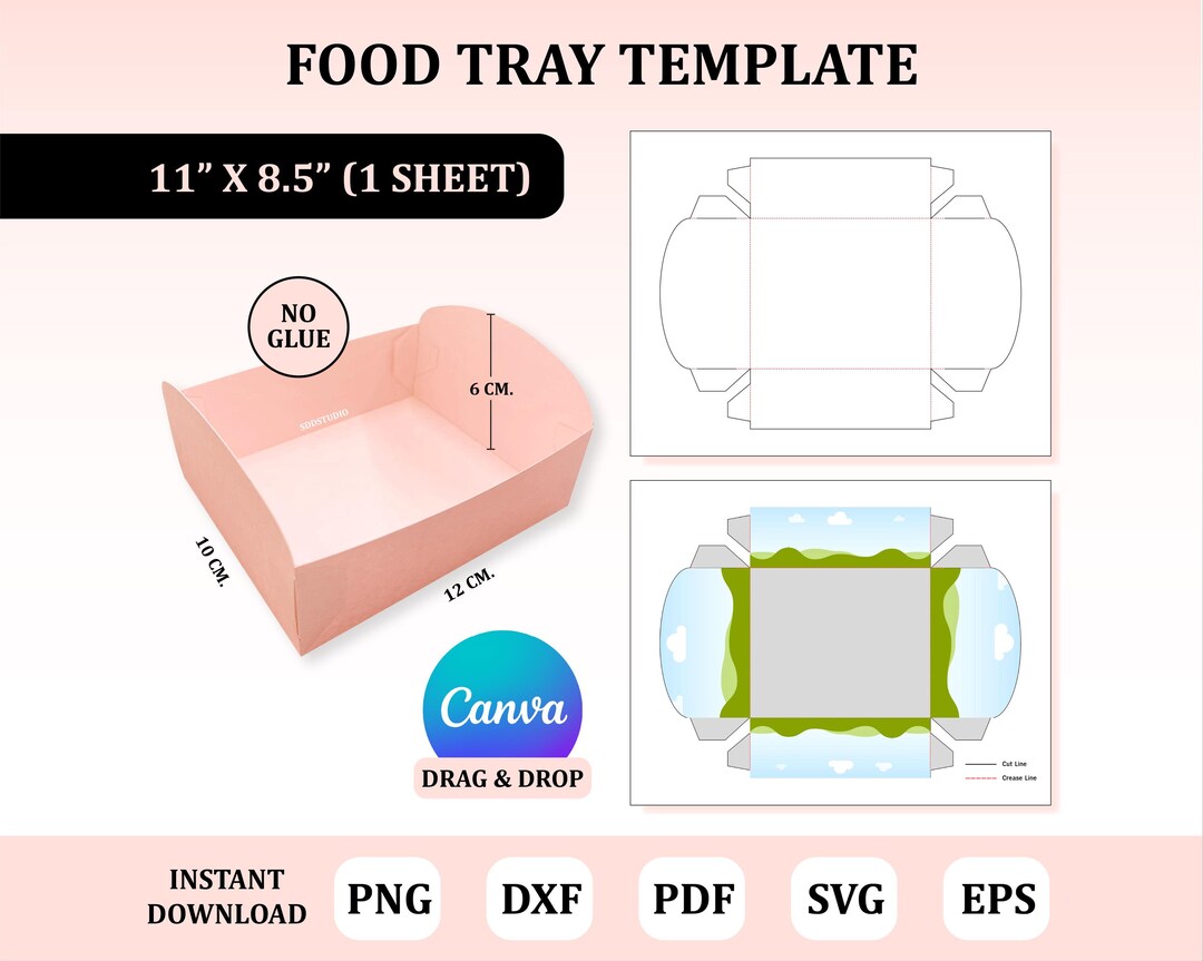 Food Tray Template, Food Tray Box Svg, Food Tray for Party , Tray ...