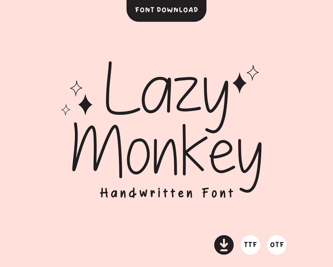 Lazy Monkey Font, Cute Font, Handwritten Font, Handwriting Font ...