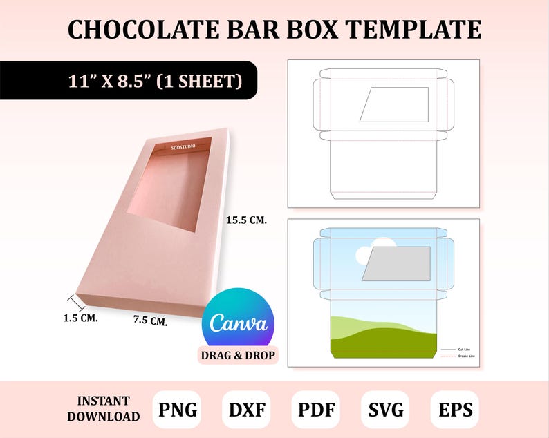 Chocolate Bar Box Template, Chocolate Bar Box Svg, Box for Chocolate ...