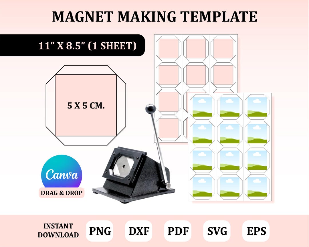 Magnet Maker Template, Square Fridge Magnet Template, Template for ...