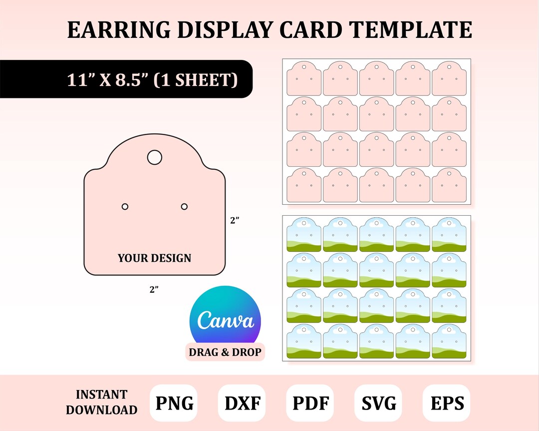 Earring Display Card Template : DIY Card Holder (digital Download) - Etsy
