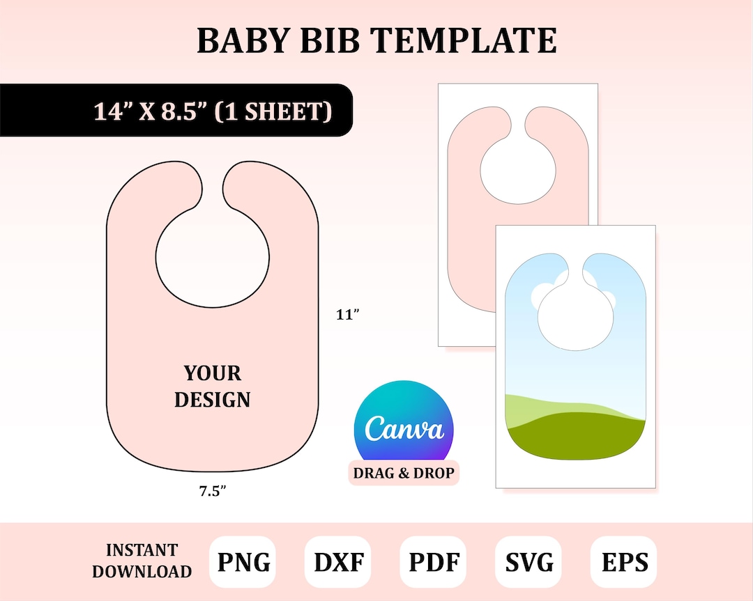 Baby Bib Template, Baby Bib Pattern, Custom Baby Bib, Bib Template ...