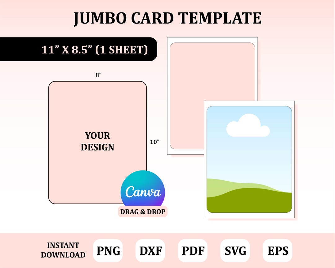 8x10 Jumbo Card Template, Jumbo Card Template, Jumbo Card Svg, Giant ...