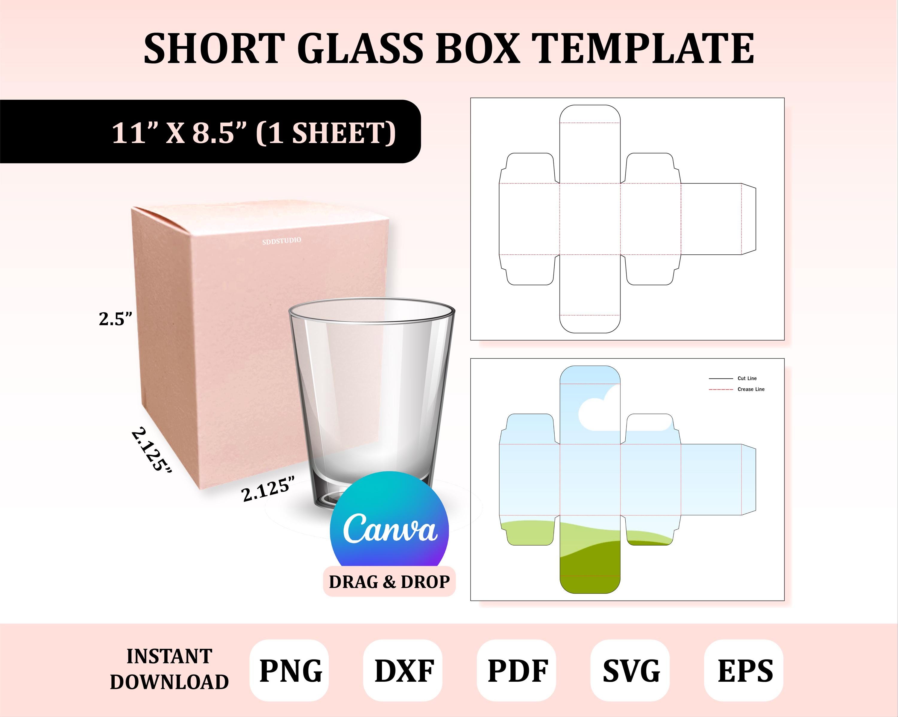 Short Glass Box Template, Short Glass Box Svg, Box for Short Glass ...