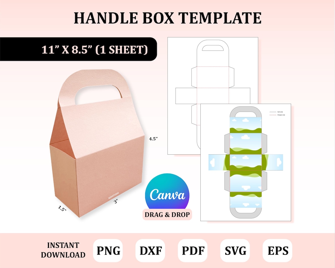 Handle Box Template, Treat Box Template, Box Packaging Template, Handle ...