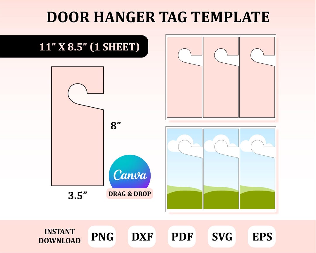 Door Hanger Tag Template, Door Hang Tag Template, Door Sign, Door Tag ...