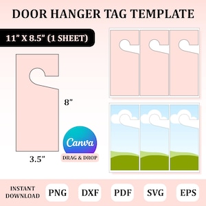 Door Hanger Tag Template, Door Hang Tag Template, Door Sign, Door Tag ...