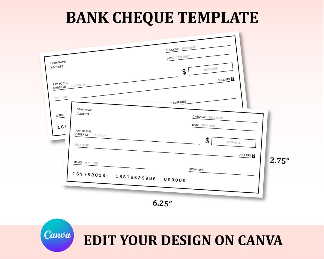 Bank Cheque Template, Bank Check Template, Check Template, Cheque ...