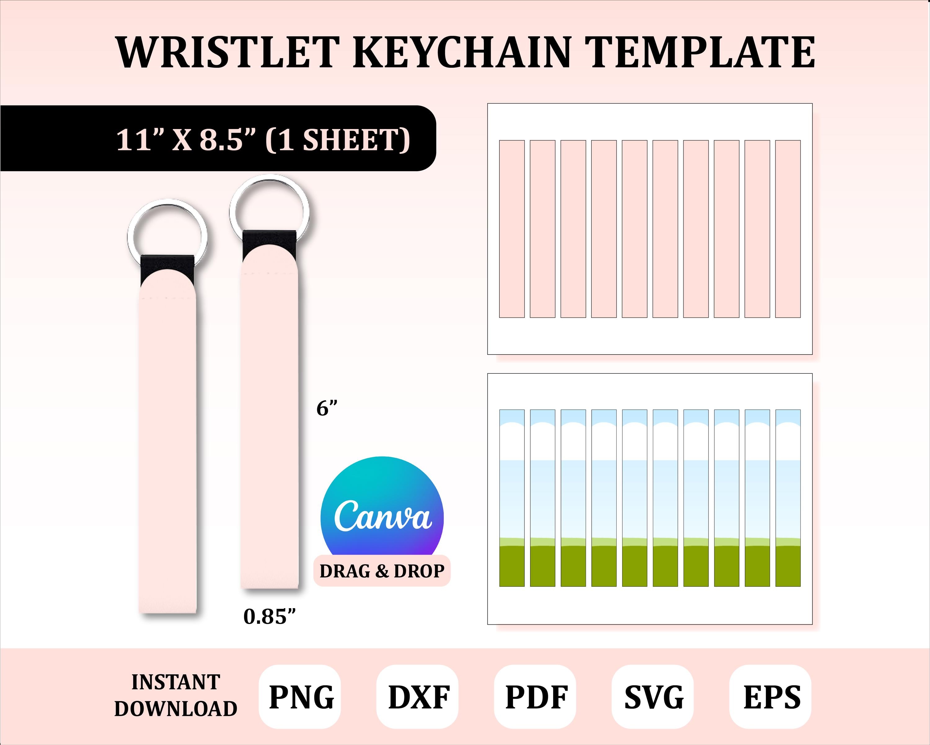 Wristlet Keychain Template, Wristlet Keychain Sublimation, Wristlet ...