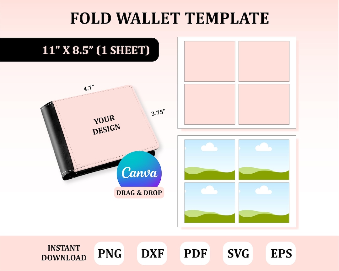 Fold Wallet Template, Fold Wallet Svg, Purse Sublimation, Wallet ...