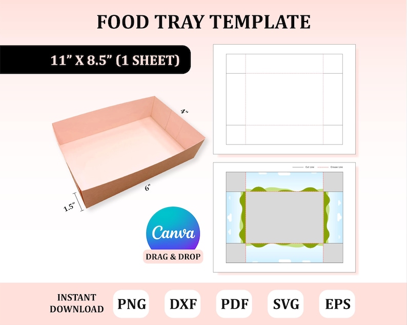 Food Tray Template, Food Tray Box Svg, Food Tray for Party , Tray ...