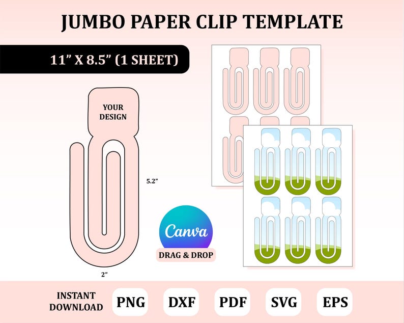 Jumbo Paper Clip Template SVG Cut File - Etsy
