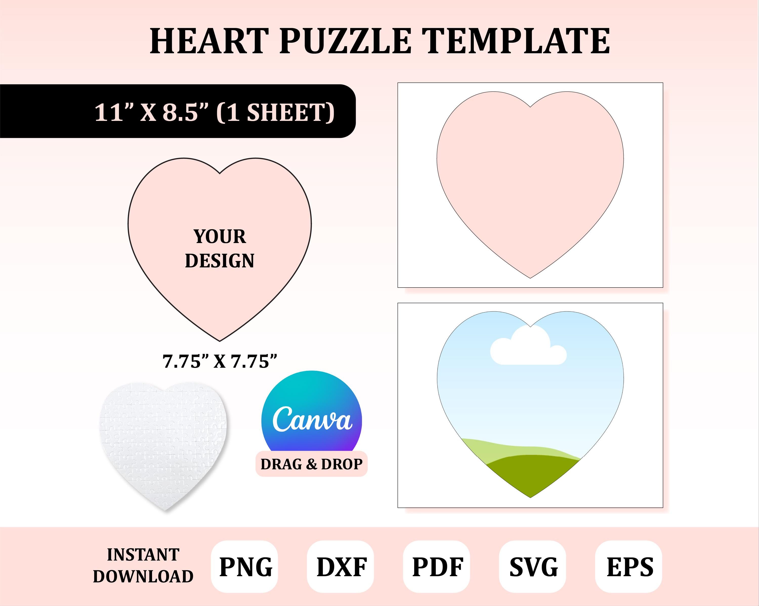 Heart Puzzle Template, Puzzle Sublimation Template, Puzzle Template Svg ...