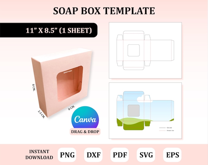 Soap Box SVG, Soap Box Template, Soap Packaging Template, Canva, PDF ...
