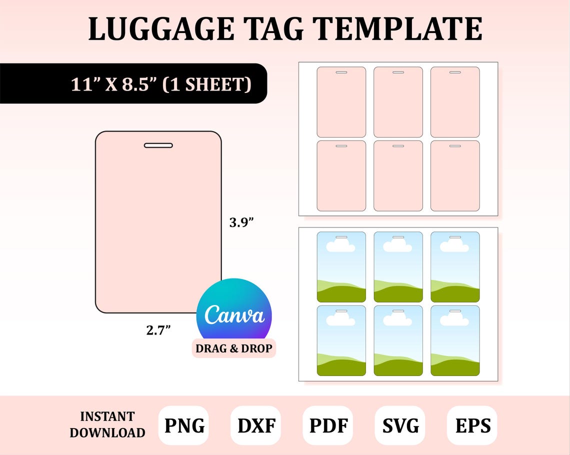 Luggage Tag Template, Luggage Tag Svg, Luggage Tag Sublimation, Custom ...