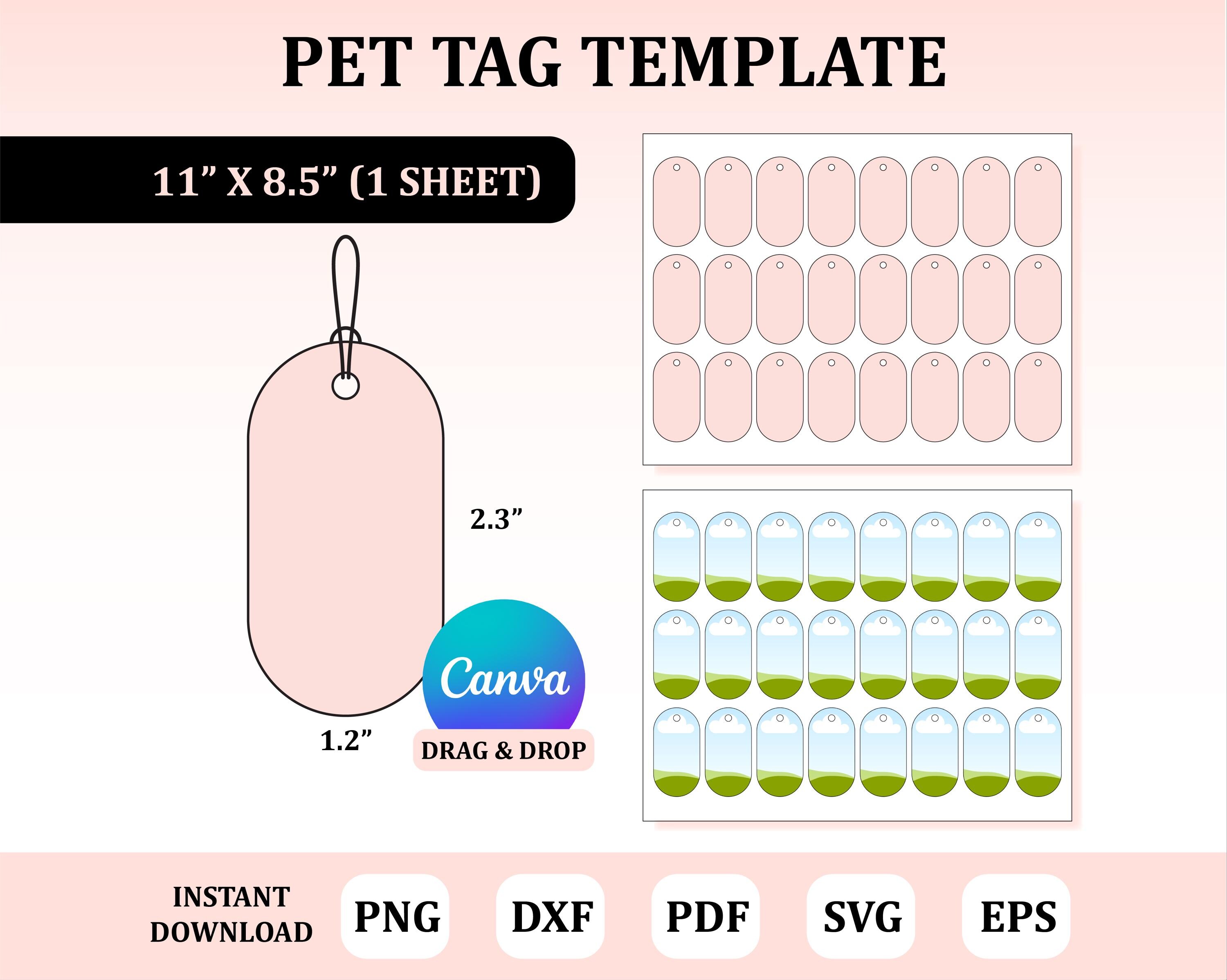 Pet Tag Template, Pet Tag Svg, Tag Template, Oval Tag Template, Dog Tag ...