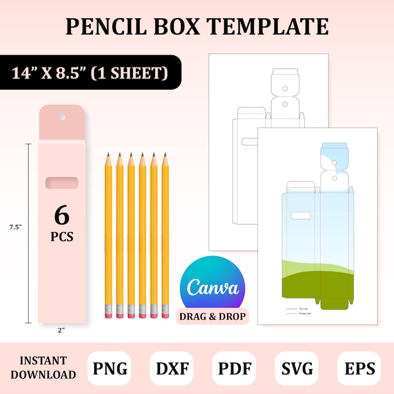Pencil Box Editable Canva - Etsy