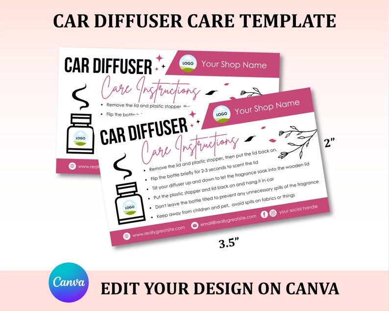Car Diffuser Care Card, Diffuser Care, Diffuser Instructions, Diffuser ...