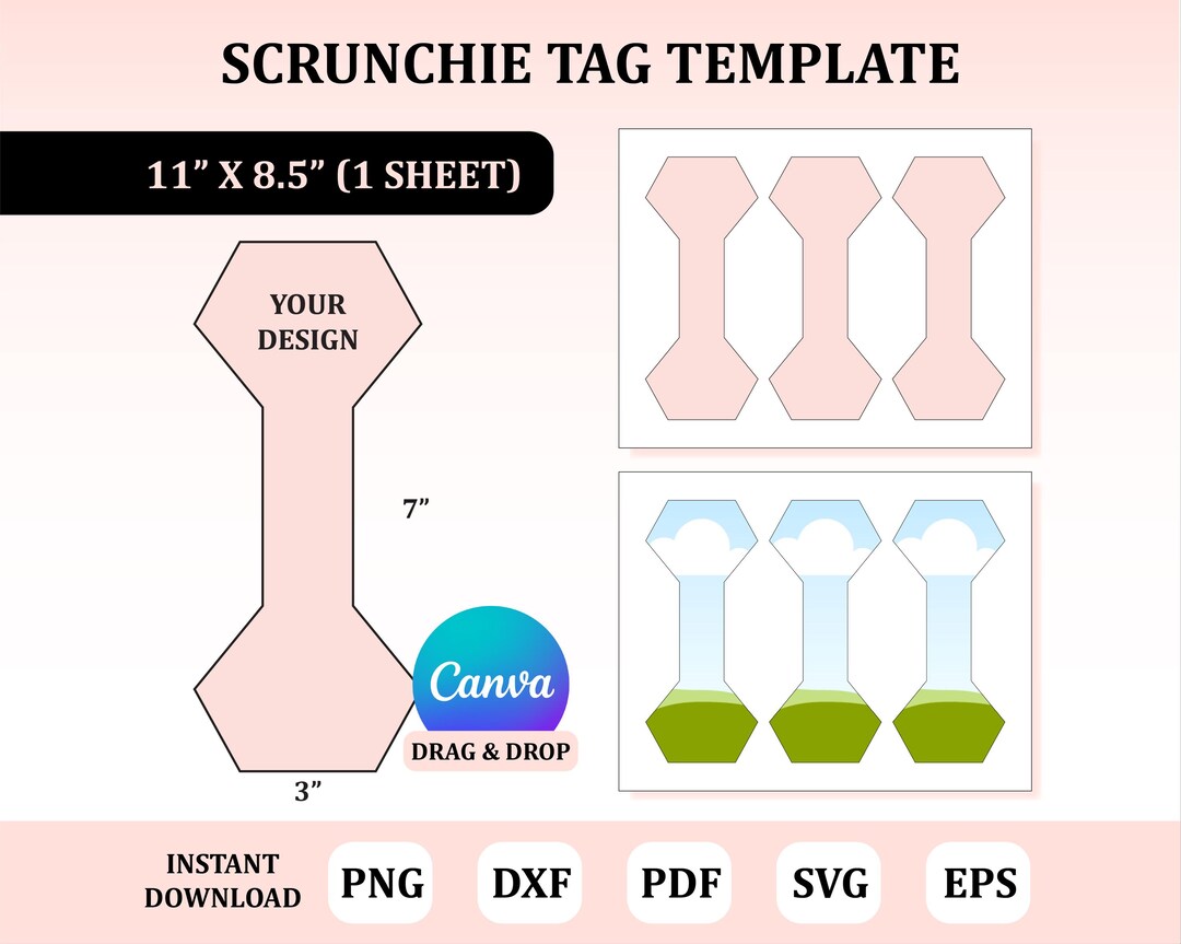Scrunchie Tag Template, Scrunchie Tag Svg, Scrunchie Label Template ...