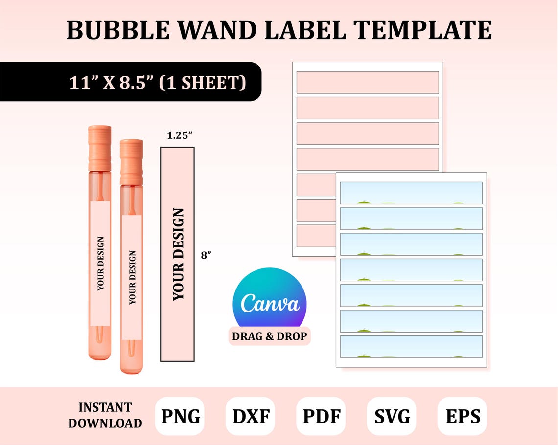 Bubble Wand Label Template, Bubble Bottle Label Template, Bubble Wand ...
