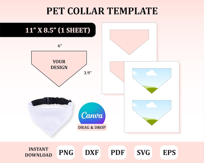 Pet Collar Template, Pet Collar Svg, Collar Bandana Sublimation ...