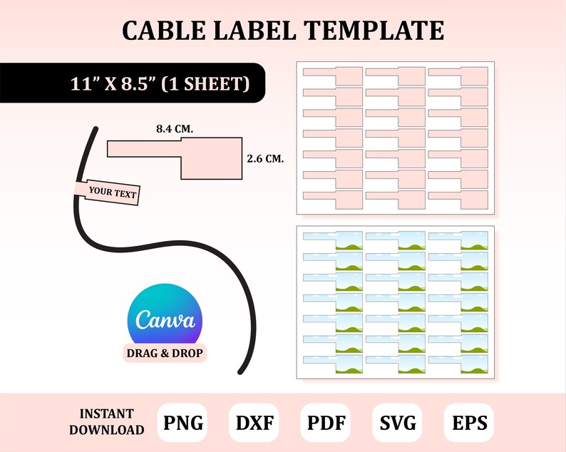 Cable Label Template, Cable Tag, Cable Label Tag Template, Cable Label Tag, Custom Cable Tag ...