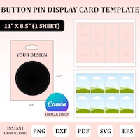 Button Pin Display Card Template, Butter Pin Card Holder Template ...