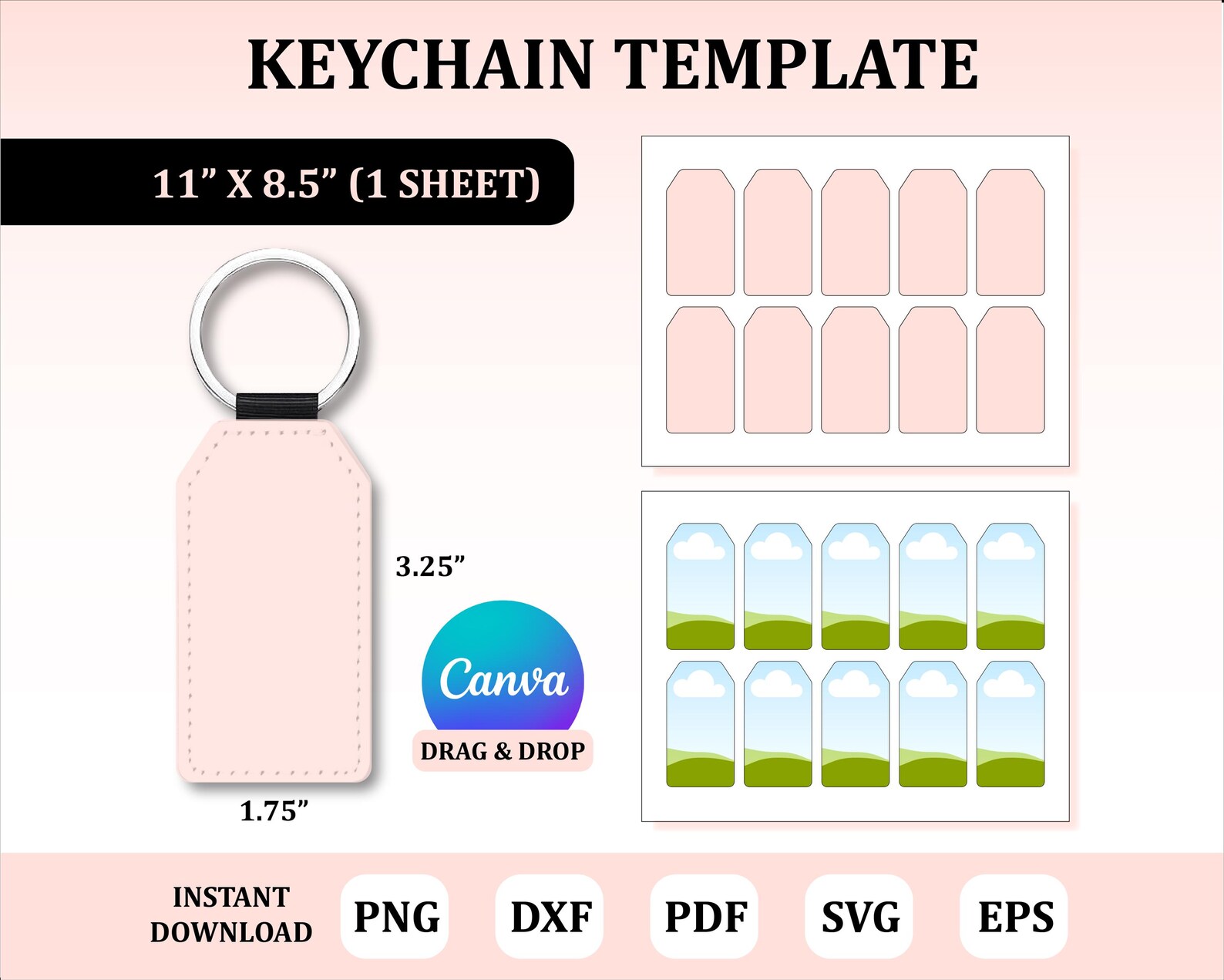 Leather Keychain Template, Circle Keychain , Keychain Sublimation ...