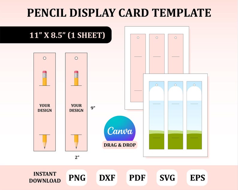 Pencil Display Card Template, Pencil Holder Card, Card Display Pencil ...