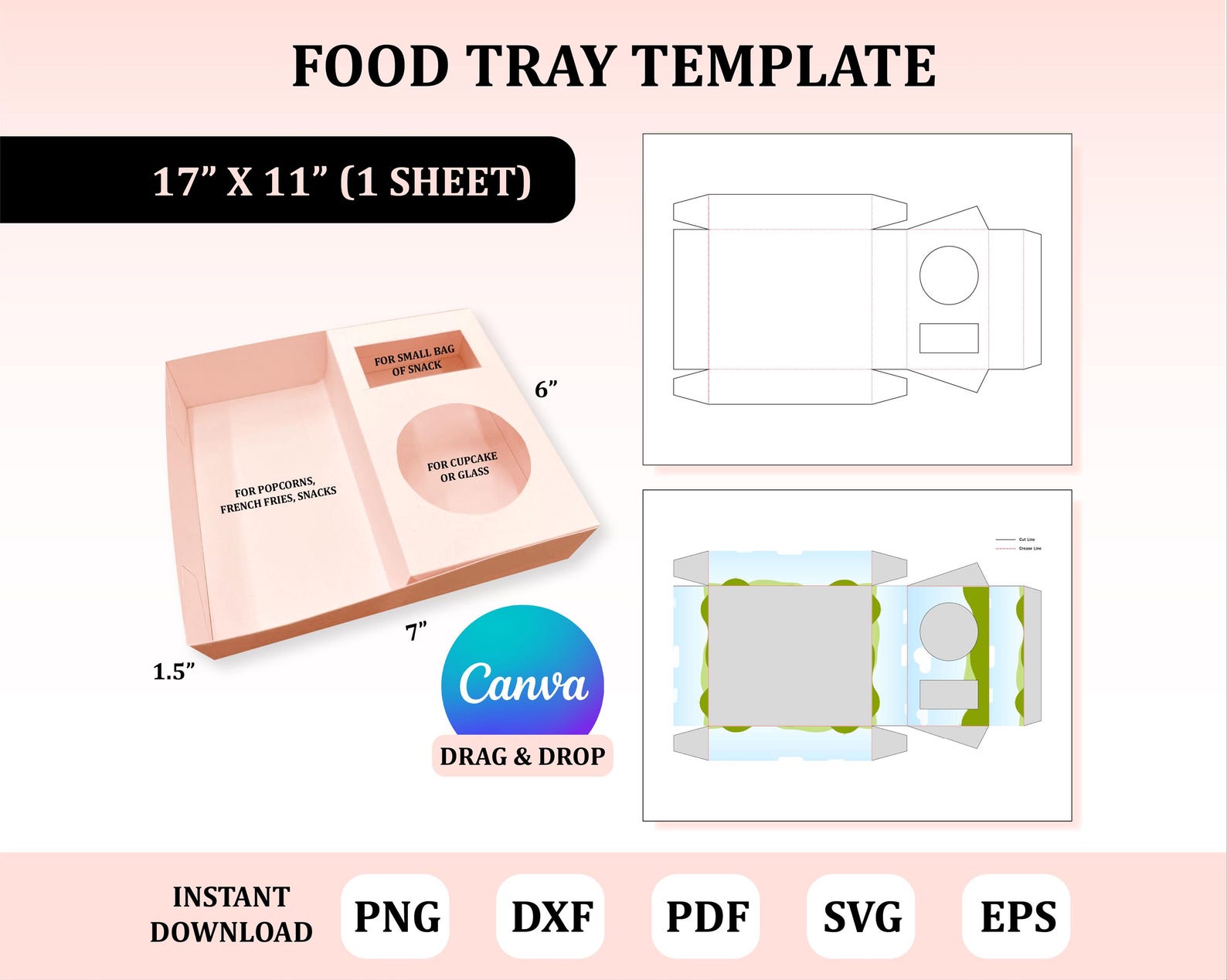 Food Tray Template, Food Tray Box Svg, Food Tray for Party , Tray ...