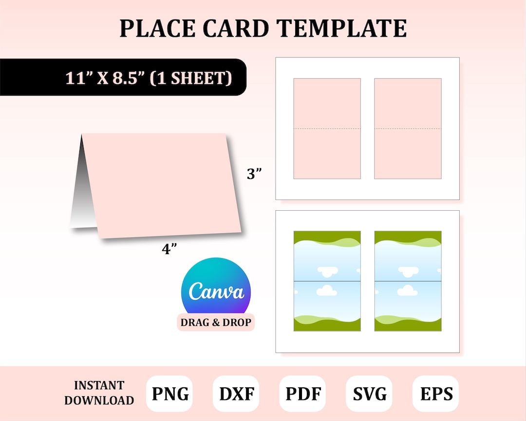 Place Card Template, Placecards, Tent Card Template, Wedding Place Card ...