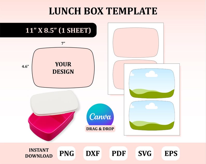 Lunch Box Sublimation Template: Snack & Bento Containers - Etsy