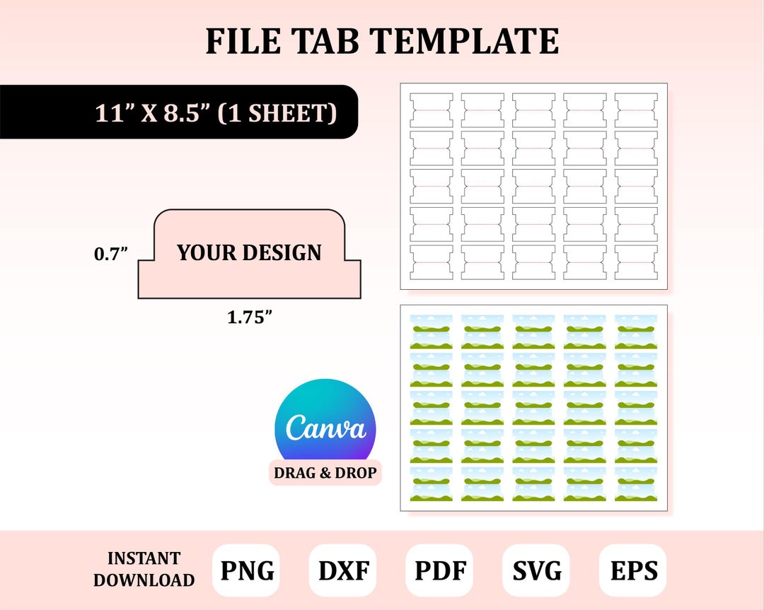 File Tab Template: Planner & File Folder Labels, Custom SVG - Etsy