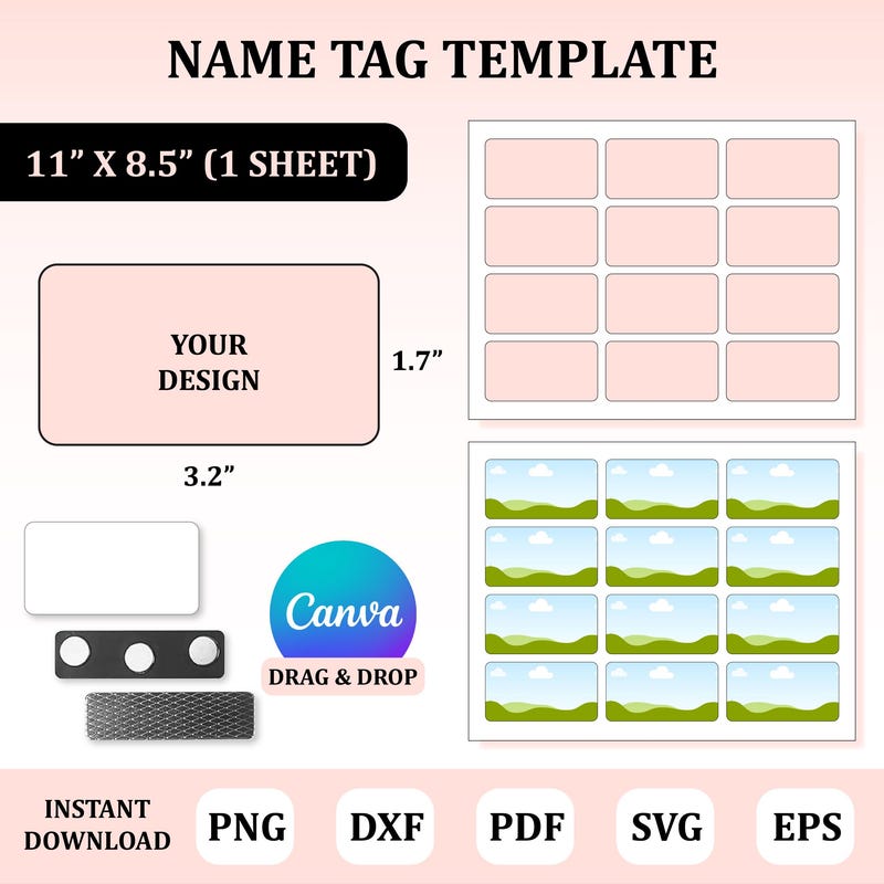 Magnetic Name Tag Svg - Etsy