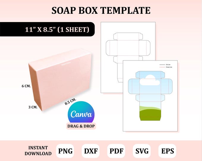 Soap Box SVG, Soap Box Template, Soap Packaging Template, Canva, PDF ...