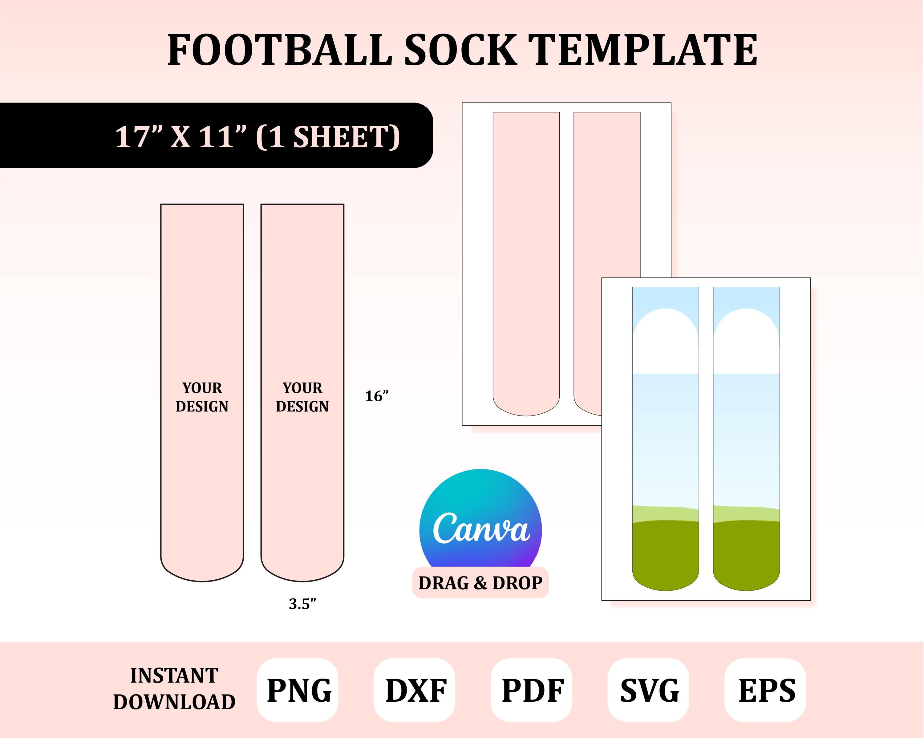 Football Sock Template, Sock Template, Sublimation Sock Template, Sock ...