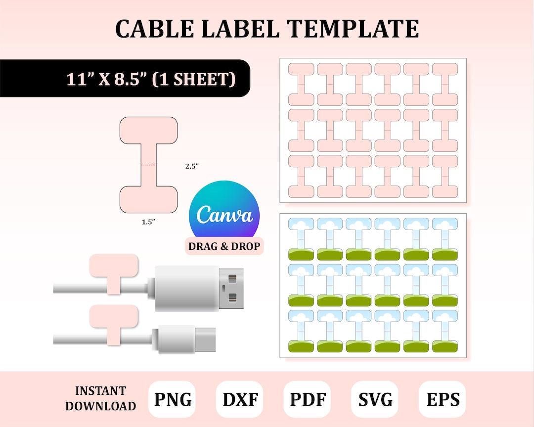 Cable Label Template, Cable Tag, Cable Label Tag Template, Cable Label Tag, Custom Cable Tag ...
