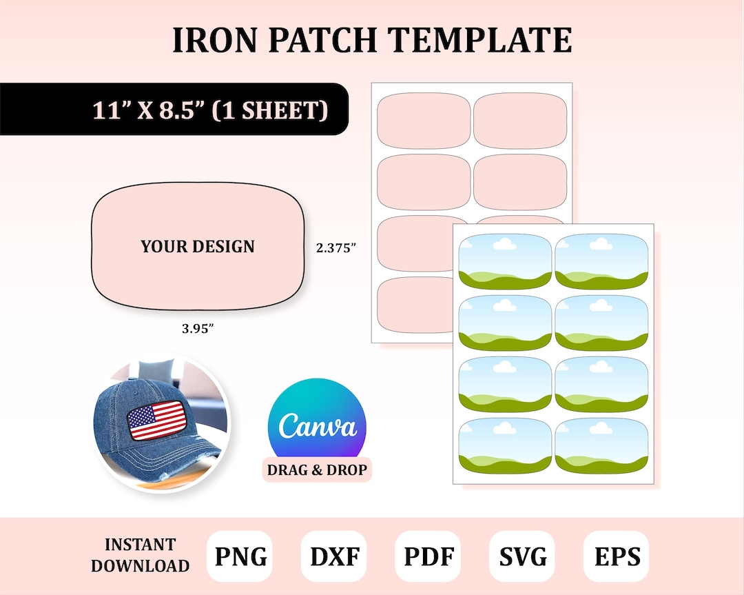 Iron Patch Template, Iron Patch Svg, Hat Patch Template, Iron Patch Sublimation, Fabric Ironing ...